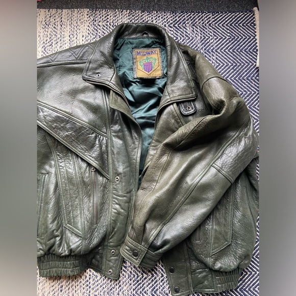 Jackets & Coats | Authentic Midway Mens Green Leather Jacket | Poshmark
